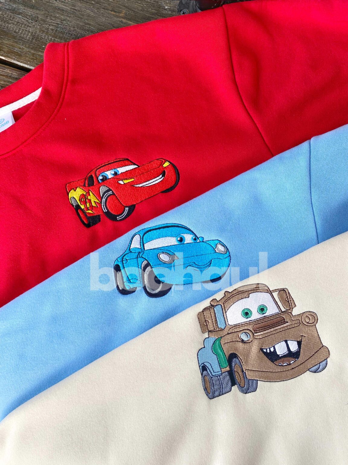 Cars McQueen, Sally and Mater – Embroidered Sweatshirt - Boo Haul